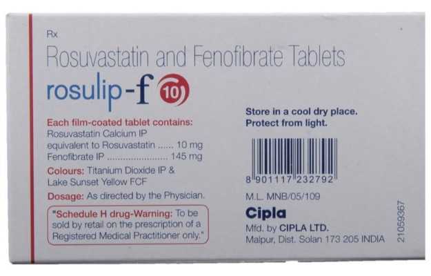 Rosulip F 10 Tablet: Uses, Price, Dosage, Side Effects, Substitute, Buy ...