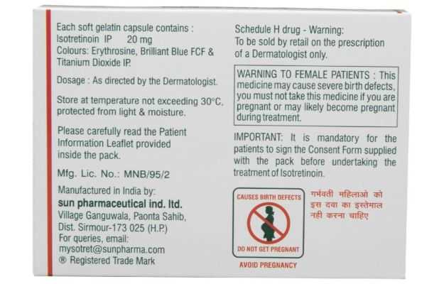 Sotret 20 mg Capsule (10): Uses, Price, Dosage, Side Effects ...