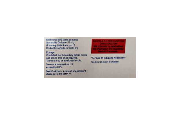 Isordil 10 Mg Tablet: Uses, Price, Dosage, Side Effects, Substitute ...