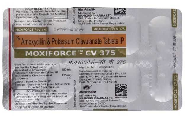 Moxiforce CV 375 Tablet (10): Uses, Price, Dosage, Side Effects ...