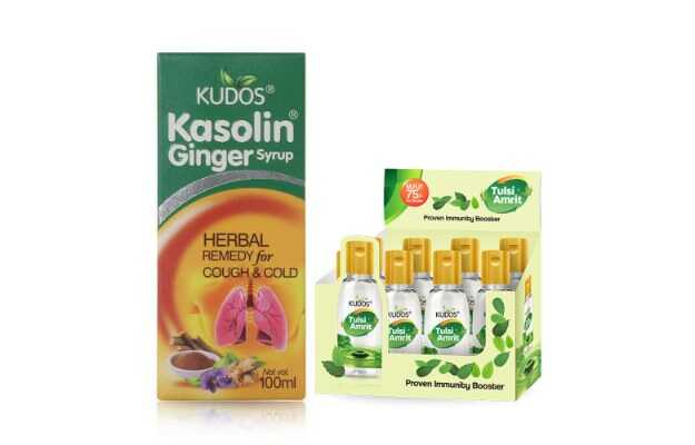 Kudos Kasolin Ginger Cough Syrup And Tulsi Amrit: Uses, Price, Dosage ...